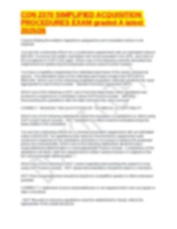 CON 2370 SIMPLIFIED ACQUISITION PROCEDURES EXAM graded A latest 2025/26 ...