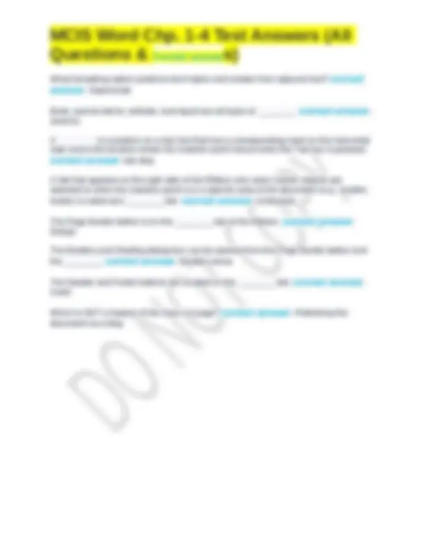 MCIS Word Chp. 1-4 Test Answers (All Questions & Correct Answers ...