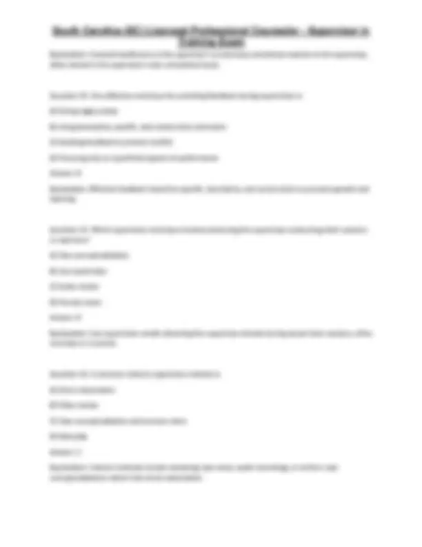 SC Licensed Professional Counselor - Supervisor in Training Exam: Q&A ...