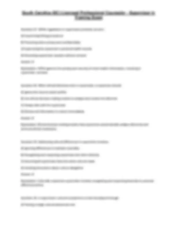 SC Licensed Professional Counselor - Supervisor in Training Exam: Q&A ...