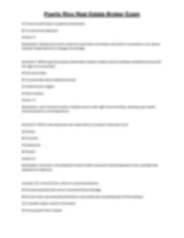 Puerto Rico Real Estate Broker Exam | Exams Technology | Docsity