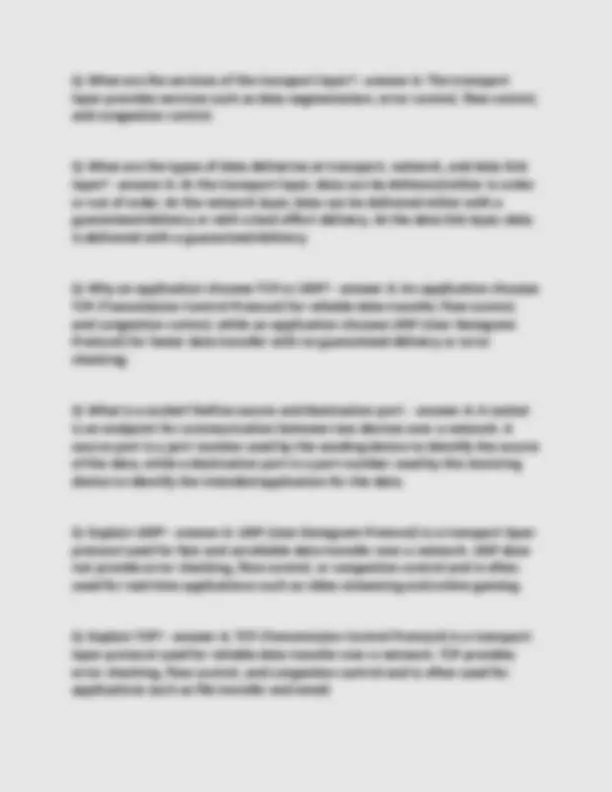 Network Protocols and Architecture: Solved Midterm Questions | Exams Biology | Docsity