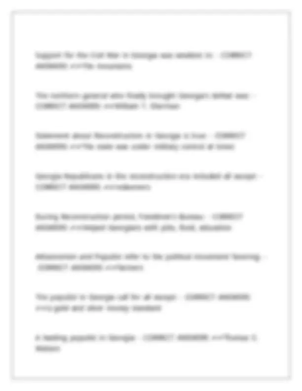 GA History test gcsu questions with answers | Exams History | Docsity