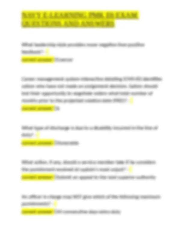 NAVY E-LEARNING PMK E6 EXAM QUESTIONS AND ANSWERS | Exams Military ...