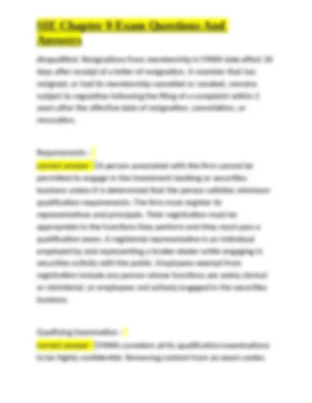 SIE Chapter 9 Exam Questions And Answers | Exams Accounting | Docsity