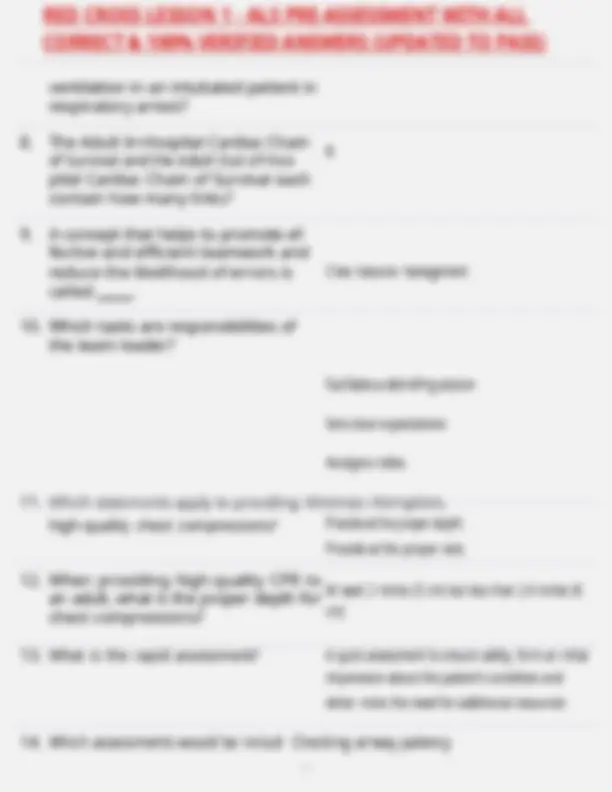 RED CROSS LESSON 1 - ALS PRE-ASSESSMENT WITH ALL CORRECT & 100% ...