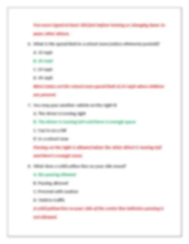 DRIVER’S LICENSE (KNOWLEDGE) EXAM PRACTICE TEST QUESTIONS AND CORRECT ...