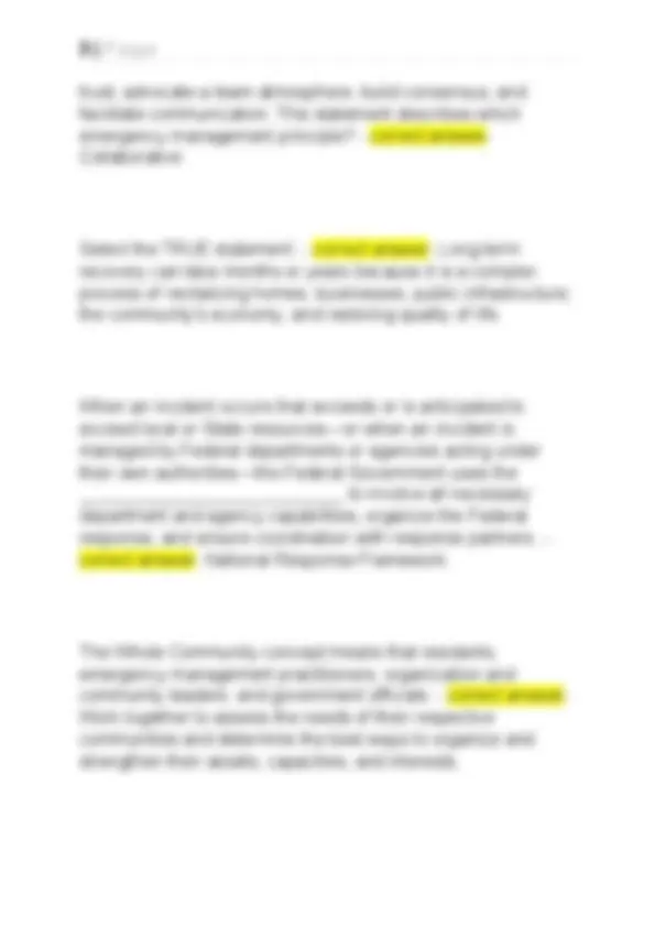 IS-230.E: FUNDAMENTALS OF EMERGENCY MANAGEMENT FINAL EXAM (FEMA ...