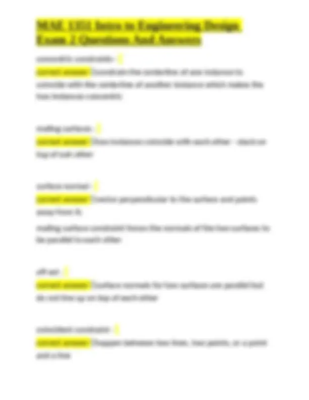 Engineering Design Exam 2 Q&A: Assembly Modeling and FEA | Exams ...