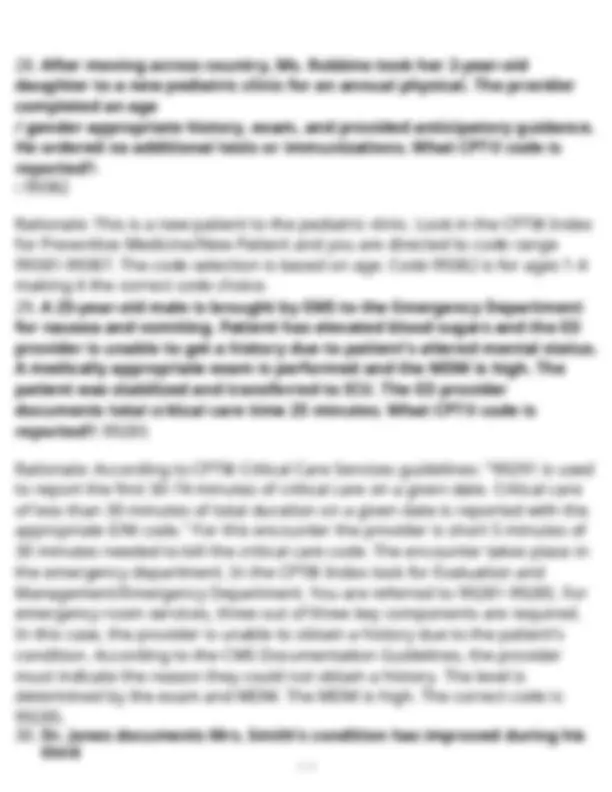 Chapter 19 Evaluation and Management Review Exam practice sample questions | Exams Nursing | Docsity