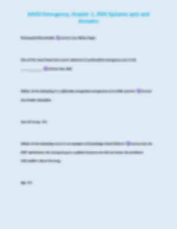 AAOS Emergency, chapter 1, EMS Systems quiz and Answers | Exams Nursing ...