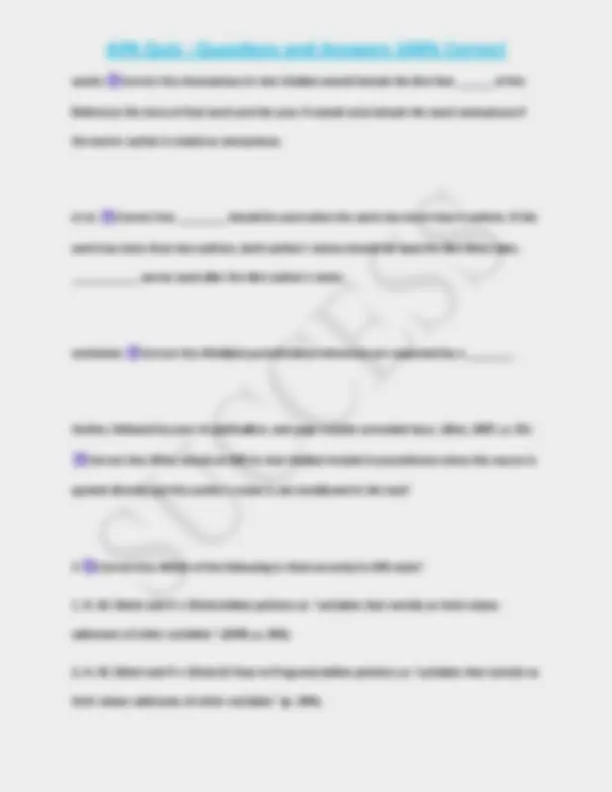 APA Quiz ; Questions and Answers 100% Correct | Exams Nursing | Docsity