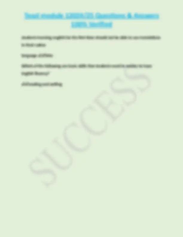 Tesol module 12024/25 Questions & Answers 100% Verified | Exams Nursing ...