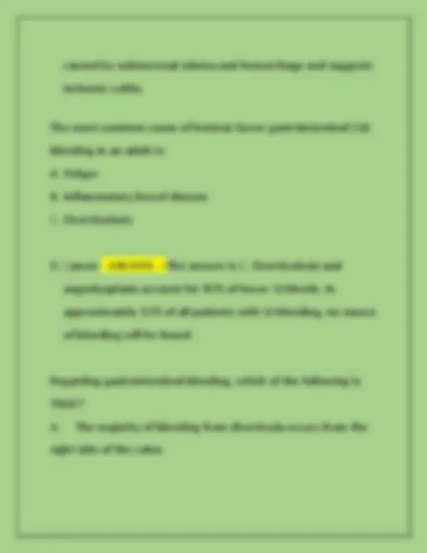 GI BLEEDING EXAM QUESTIONS WITH COMPLETE SOLUTIONS GUARANTEED PASS ...
