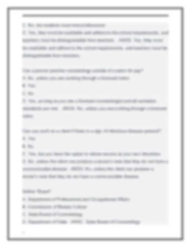 PENNSYLVANIA STATE BOARD OF COSMETOLOGY PRACTICE TEST NEWEST 2025-2026 ...