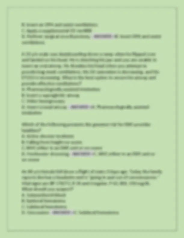 PHTLS 10th Edition Post Test | Exams Nursing | Docsity