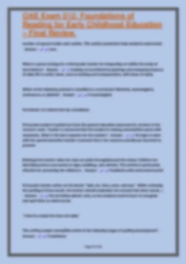 OAE Exam 012: Foundations of Reading for Early Childhood Education - Final Review | Exams ...