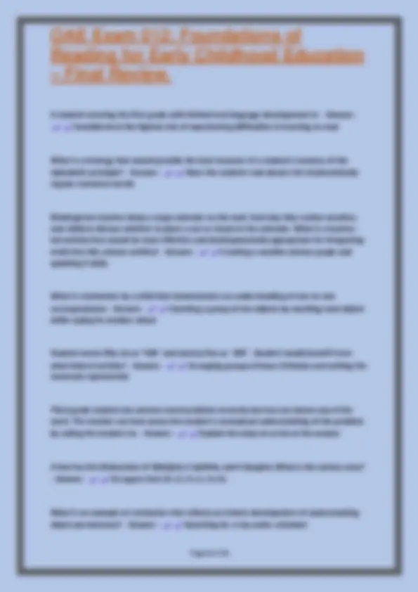 OAE Exam 012: Foundations of Reading for Early Childhood Education - Final Review | Exams ...