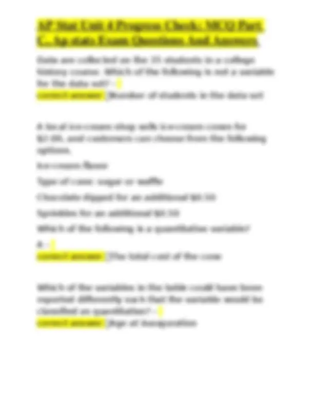 AP Statistics Unit 4: Probability and Distributions MCQ with Answers ...