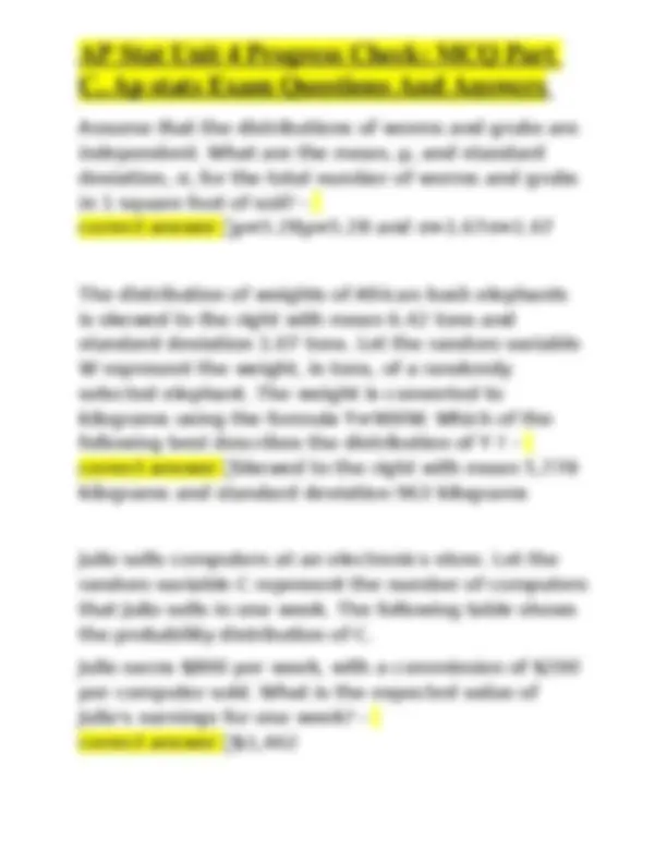 AP Statistics Unit 4: Probability and Distributions MCQ with Answers ...