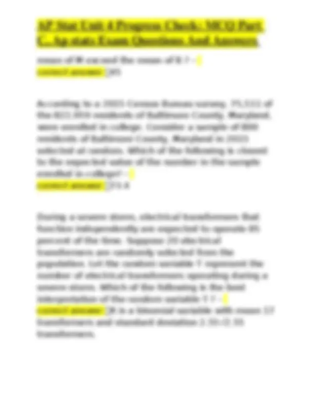 AP Statistics Unit 4: Probability and Distributions MCQ with Answers ...