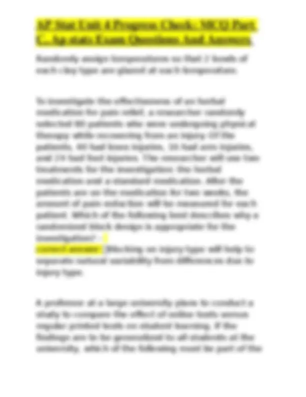 AP Statistics Unit 4: Probability and Distributions MCQ with Answers ...