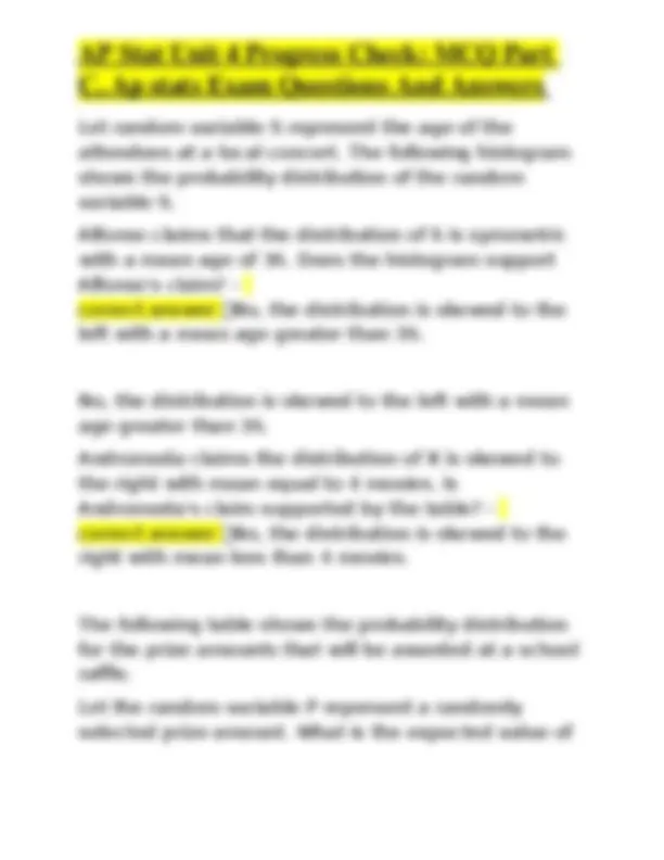 AP Statistics Unit 4: Probability and Distributions MCQ with Answers ...