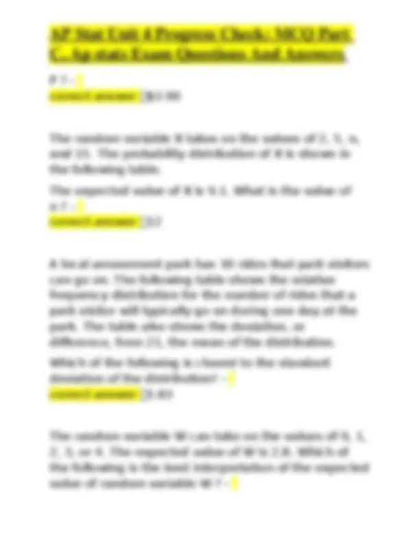 AP Statistics Unit 4: Probability and Distributions MCQ with Answers ...