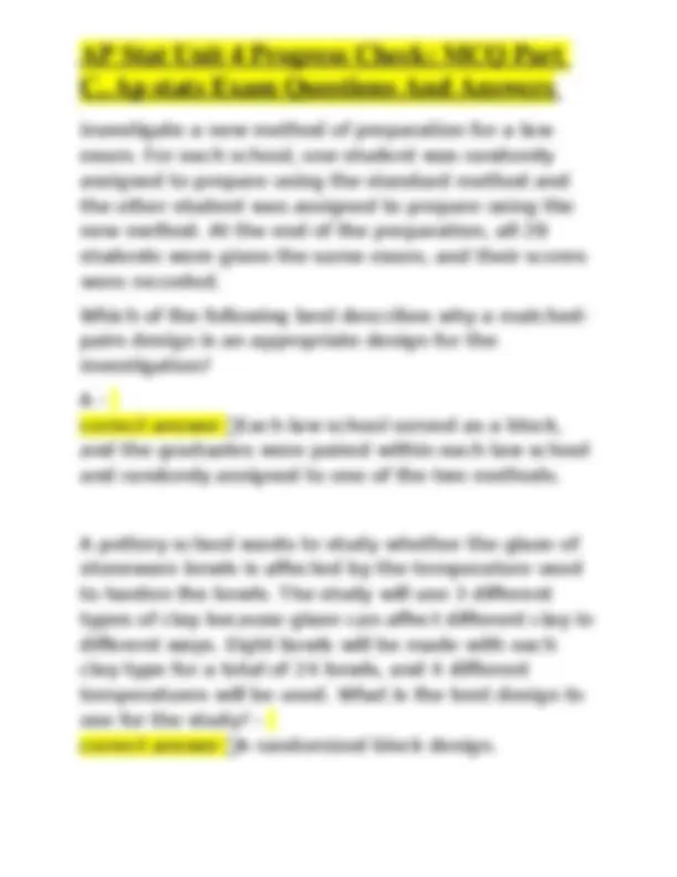 AP Statistics Unit 4: Probability and Distributions MCQ with Answers ...