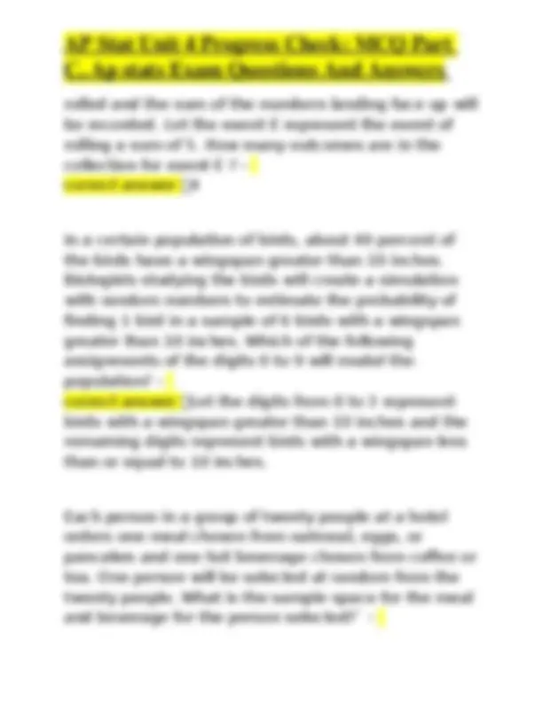 AP Statistics Unit 4: Probability and Distributions MCQ with Answers ...