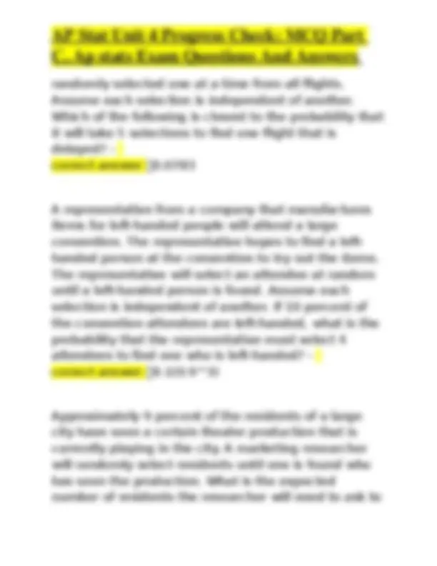AP Statistics Unit 4: Probability and Distributions MCQ with Answers ...