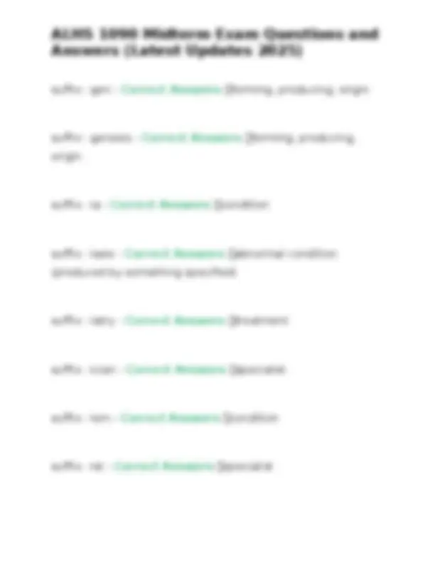 ALHS 1090 Midterm Exam: Medical Terminology Q&A | Exams Nursing | Docsity