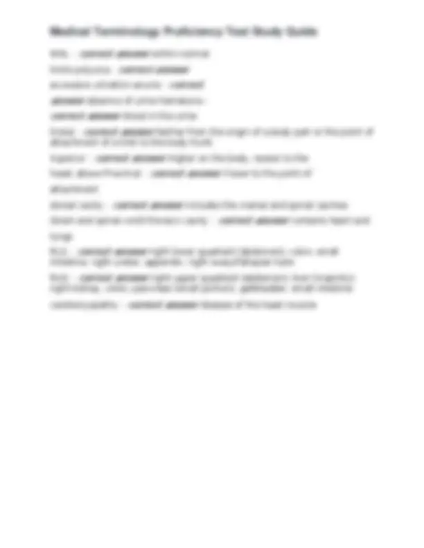 Medical Terminology Proficiency Test Study Guide | Exams Nursing | Docsity