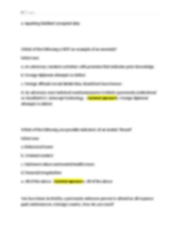 Counterintelligence Awareness and Reporting for DoD Employees Exam ...