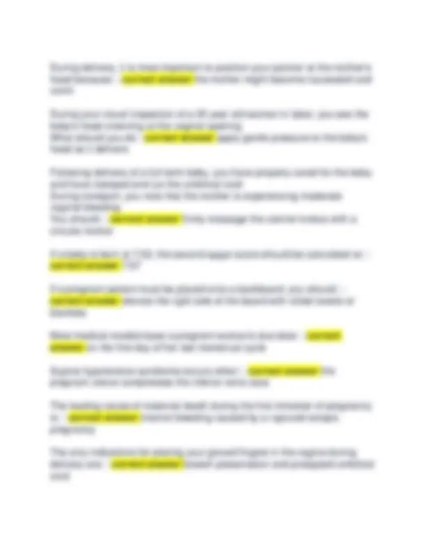 OB/GYN FISDAP Exam Review Quiz Questions And Answers. | Exams Pediatrics | Docsity