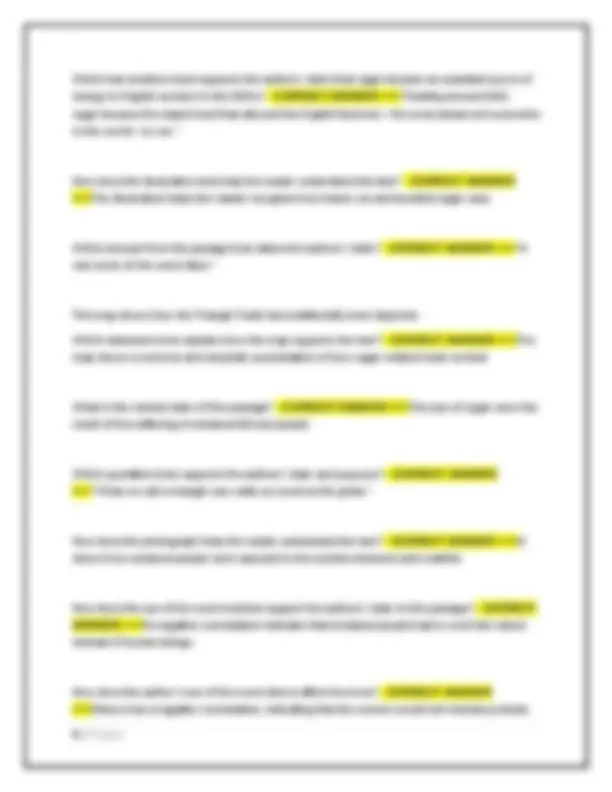 Sugar Changed the World: Unit Test Q&A | Exams Nursing | Docsity