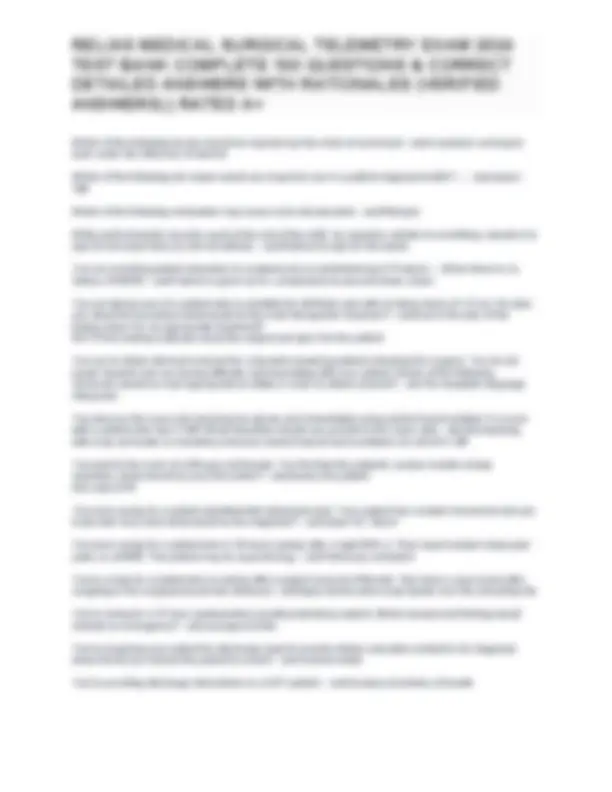 RELIAS MEDICAL SURGICAL TELEMETRY FINAL EXAM PREP 2025 2026 ACCURATE QUESTIONS WITH CORREC ...