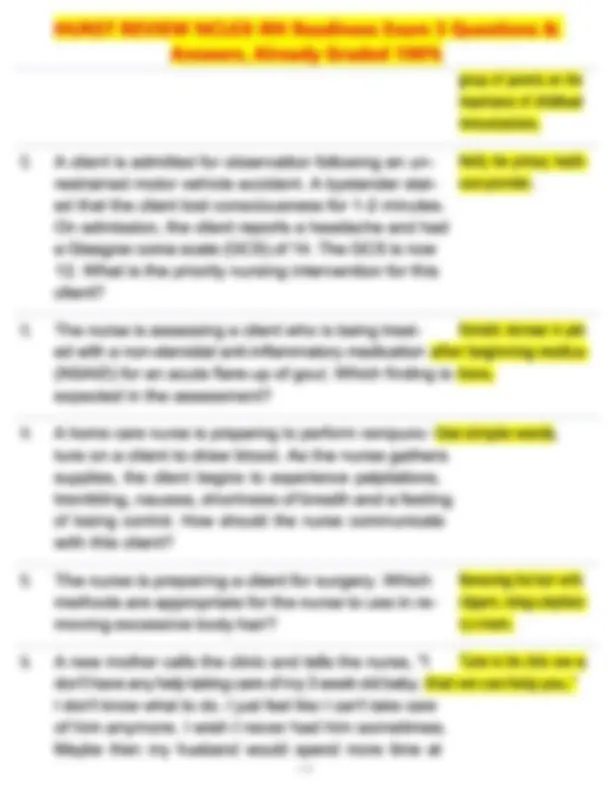 HURST REVIEW NCLEX RN FINAL EXAM PREP 2025 2026 ACCURATE QUESTIONS WITH ...