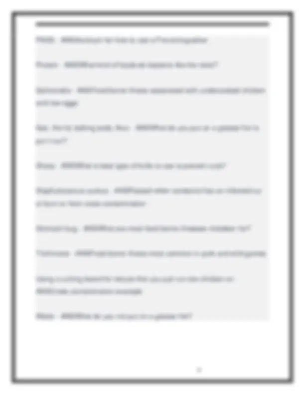 Food Safety & Sanitation Test Review. Questions & Correct Answers ...