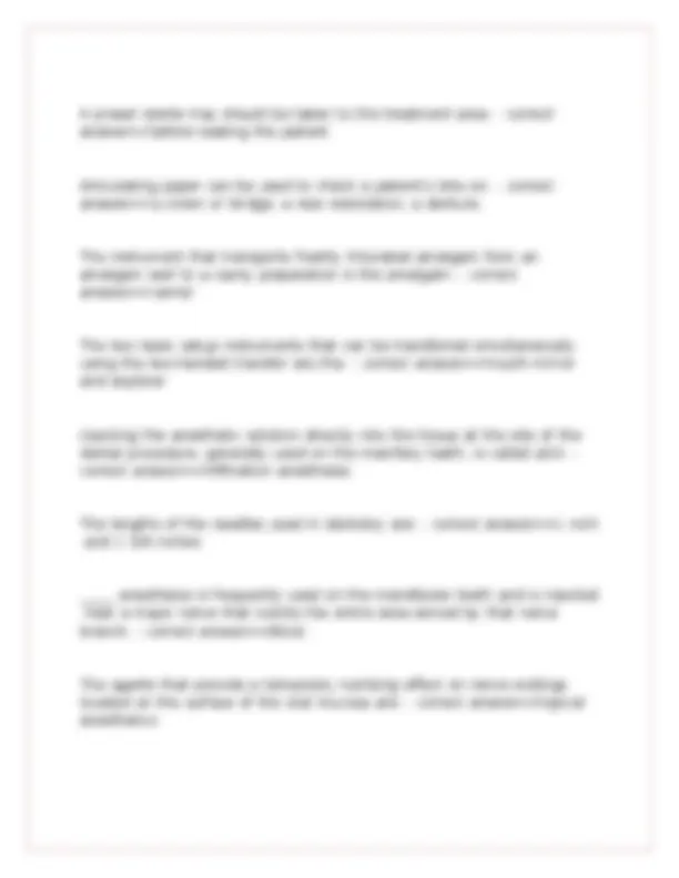 DA 119 A-Treatment Areas and Instruments Accessories Final Exam with ...