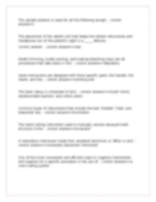 DA 119 A-Treatment Areas and Instruments Accessories Final Exam with ...