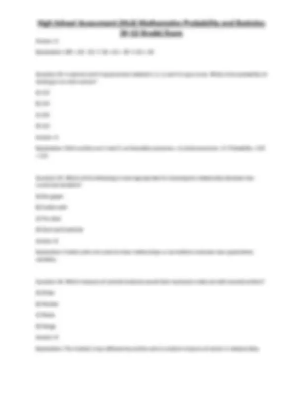 High School Assessment (HLA) Mathematics Probability and Statistics (6 ...