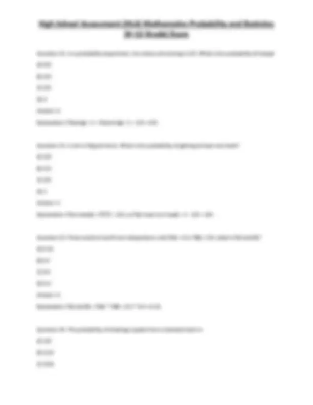 High School Assessment (HLA) Mathematics Probability and Statistics (6 ...