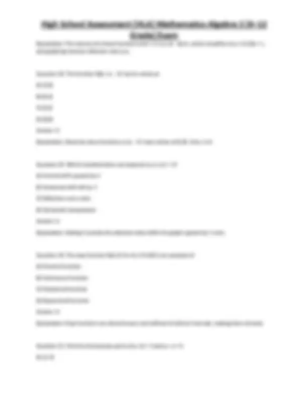 High School Assessment (HLA) Mathematics Algebra 2 (6–12 Grade) Exam ...