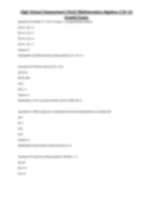 High School Assessment (HLA) Mathematics Algebra 2 (6–12 Grade) Exam ...