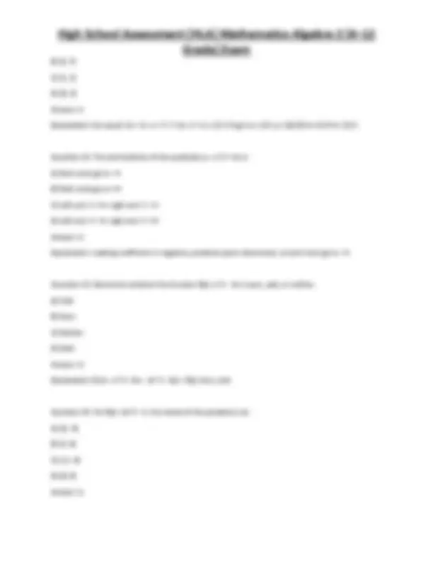 High School Assessment (HLA) Mathematics Algebra 2 (6–12 Grade) Exam ...