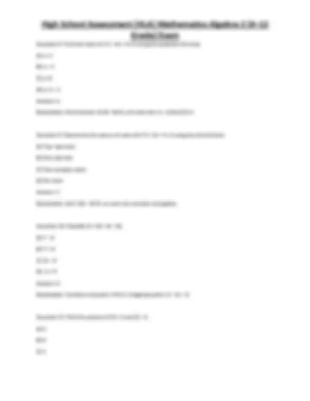 High School Assessment (HLA) Mathematics Algebra 2 (6–12 Grade) Exam ...