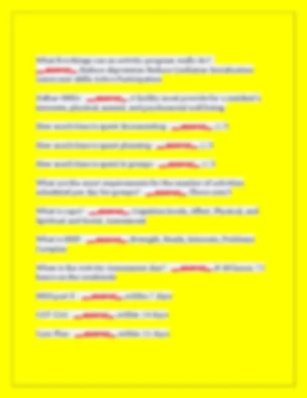 ACTIVITY DIRECTOR CERTIFICATION EXAM / 200 QUESTIONS AND ANSWERS ALL ...