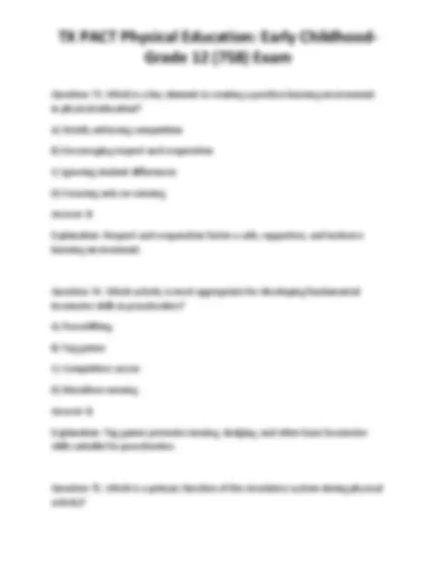 TX PACT Physical Education: Early Childhood-Grade 12 (758) Exam | Exams ...