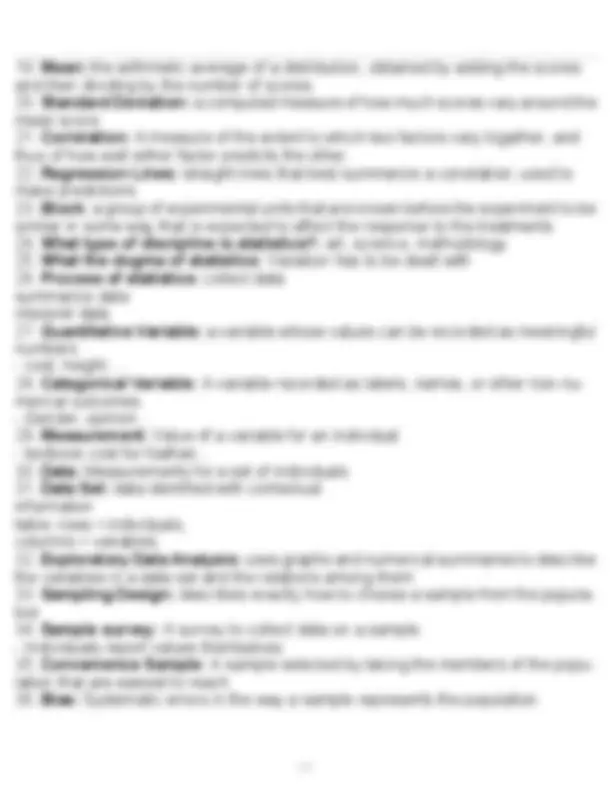 Statistics Exam 1 Review – Key Concepts, Definitions & Study Guide (2025).pdf | Exams Advanced ...